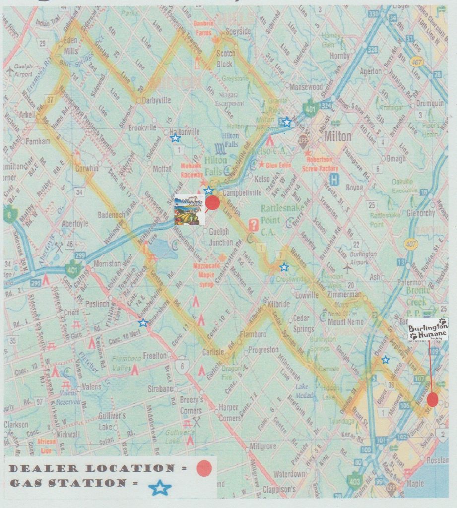 Burlington Humane Society | Ruff Ride Map